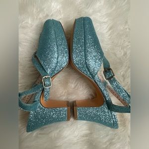 B.A.I.T | Shoes | Bait Blue Glitter Strappy Peep Toe Heels Size 65 ...